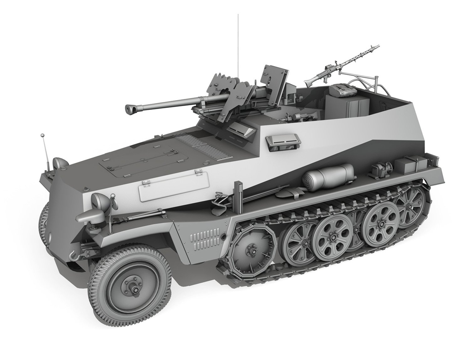 SDKFZ 250-11 - Halftruck with sPzB 41 - 2 SS-PzDi 3D Model in Tank 3DExport