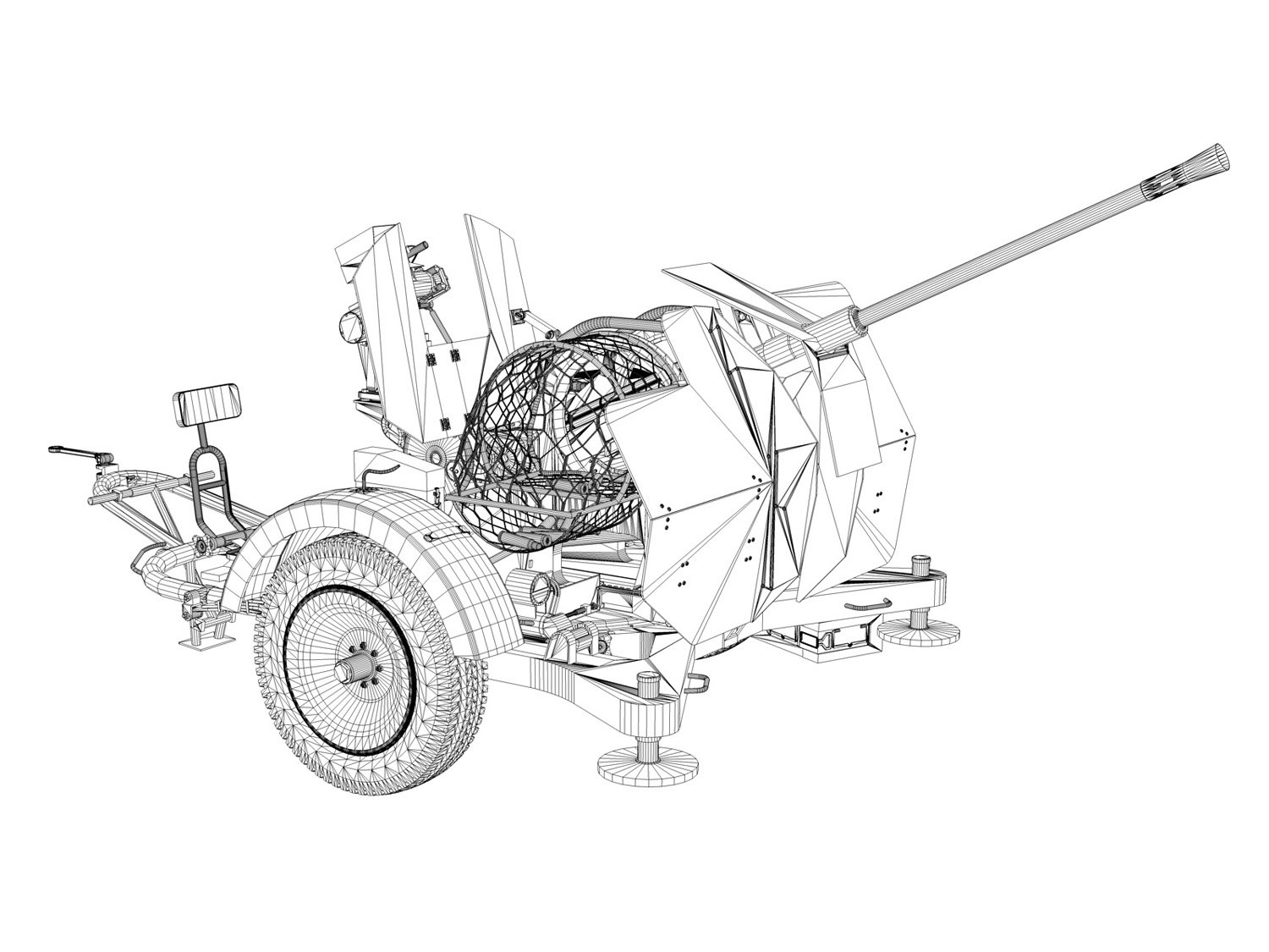 2cm Flak 38 with SDAH 51 - Trailer - DHG 3D Model in Artillery 3DExport