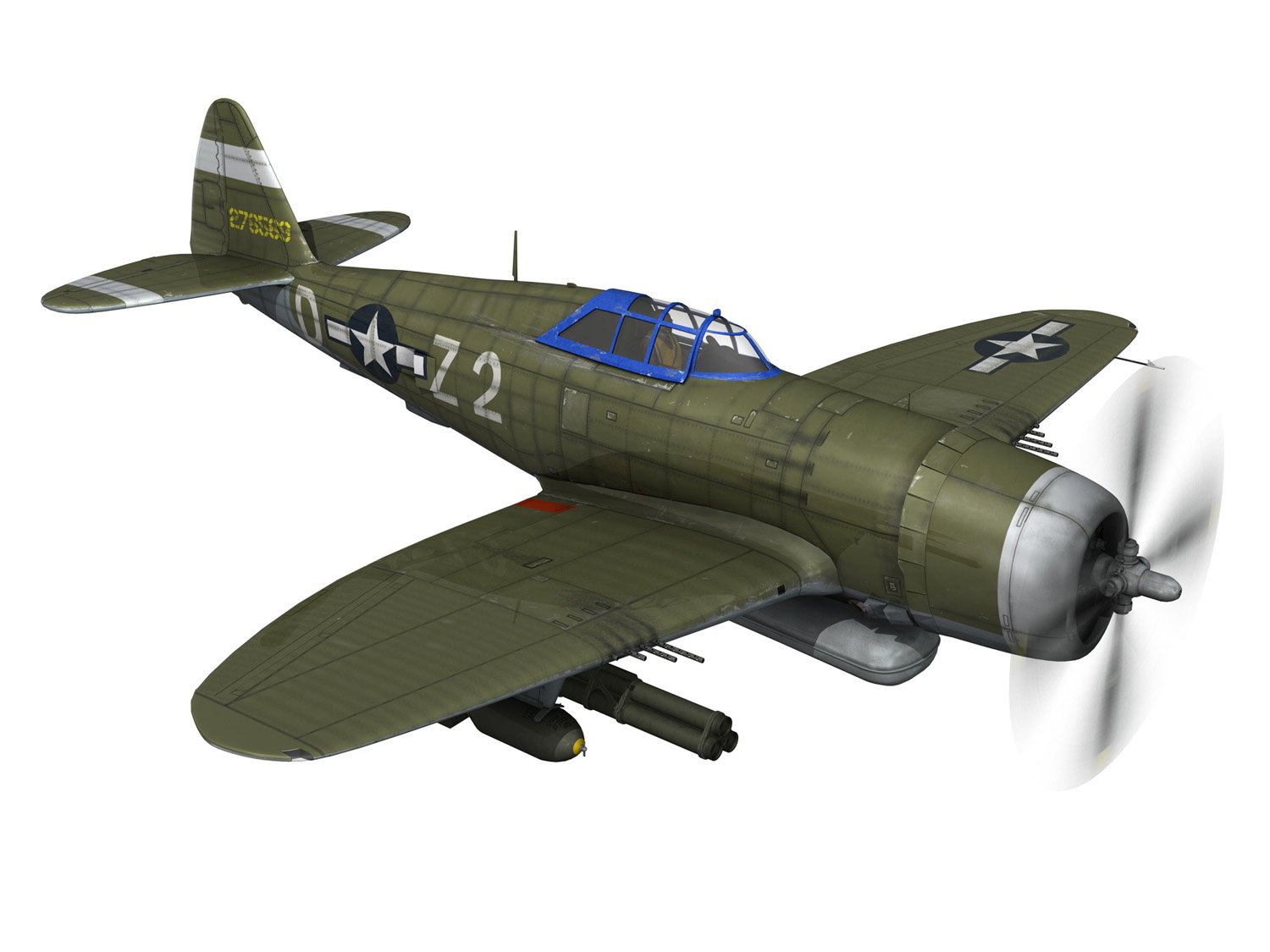 Republic P47D Thunderbolt 3D Model in Fighter 3DExport