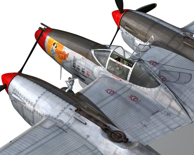 lockheed p38j lightning beautiful bitch 3D Model in Fighter 3DExport