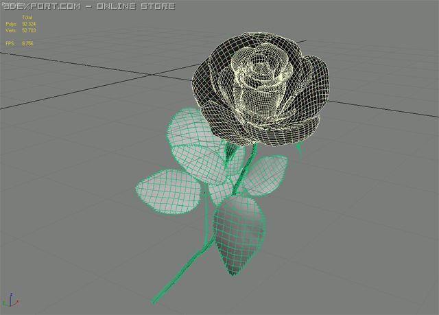 rose 3D Model in Plants 3DExport