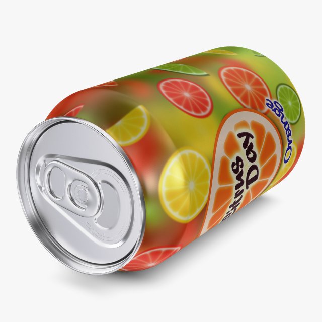 Citrus Day Orange Soda Can 330ml Simple M 1 3D Model in Beverage 3DExport
