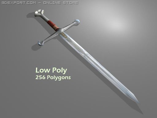 Medieval Long Sword Game Ready with 3 LODs 3D Model in Melee 3DExport
