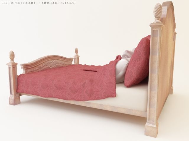 classic bed 3D Model in Bedroom 3DExport