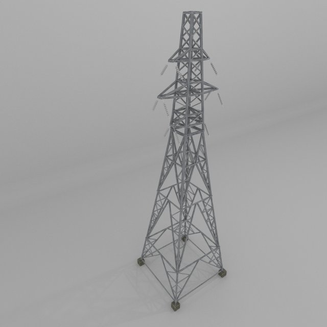 column power lines 3D Model in Parts 3DExport