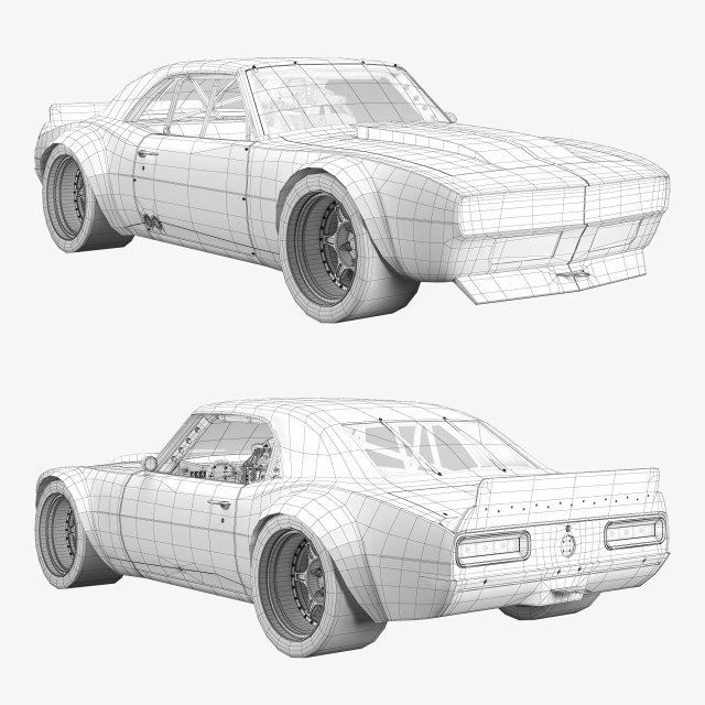 Chevrolet camaro 1967 racing 3D Model in Racing 3DExport