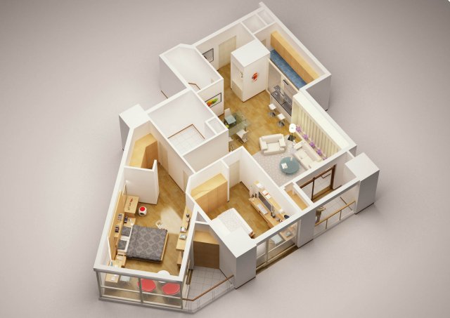 detailed house interior 3 3D Model in Bar 3DExport