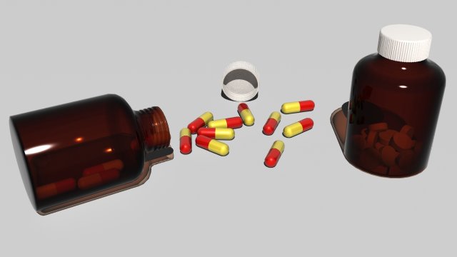 pills and drugs 3D Model in Medicines 3DExport