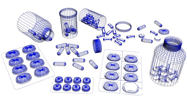 pills and drugs 3D Model in Medicines 3DExport