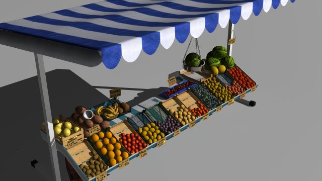 fruit stand 3D Model in Fruit 3DExport