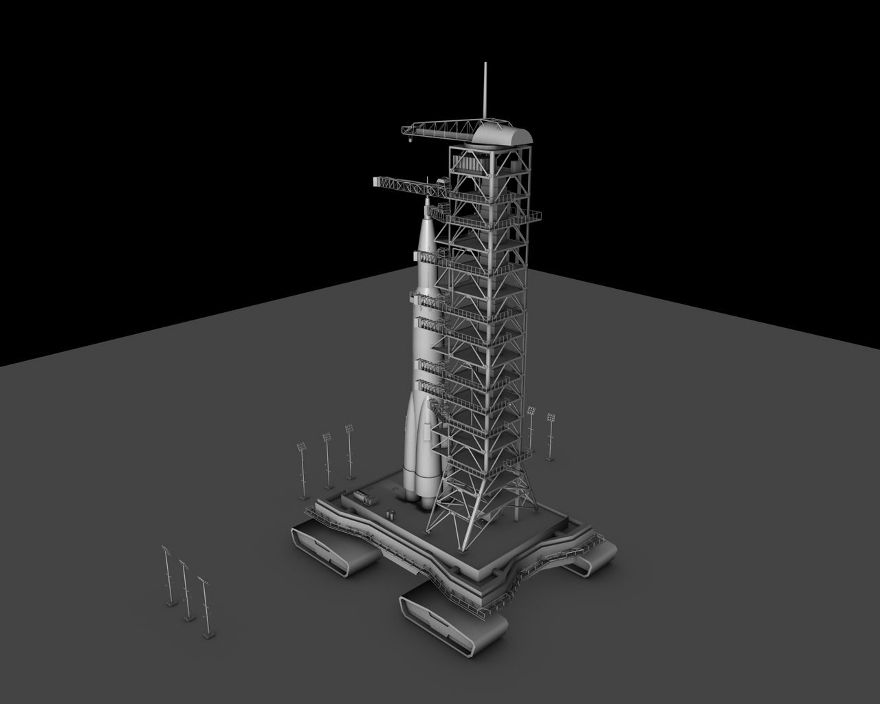 Rocket Launch Platform 3D Model in Real Spacecraft 3DExport