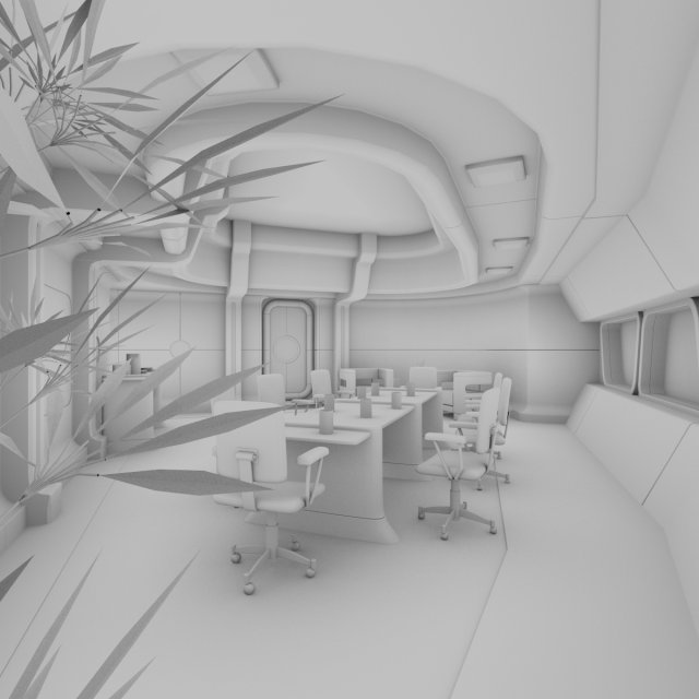 starship interior conference room 3D Model in Fantasy Spacecraft 3DExport