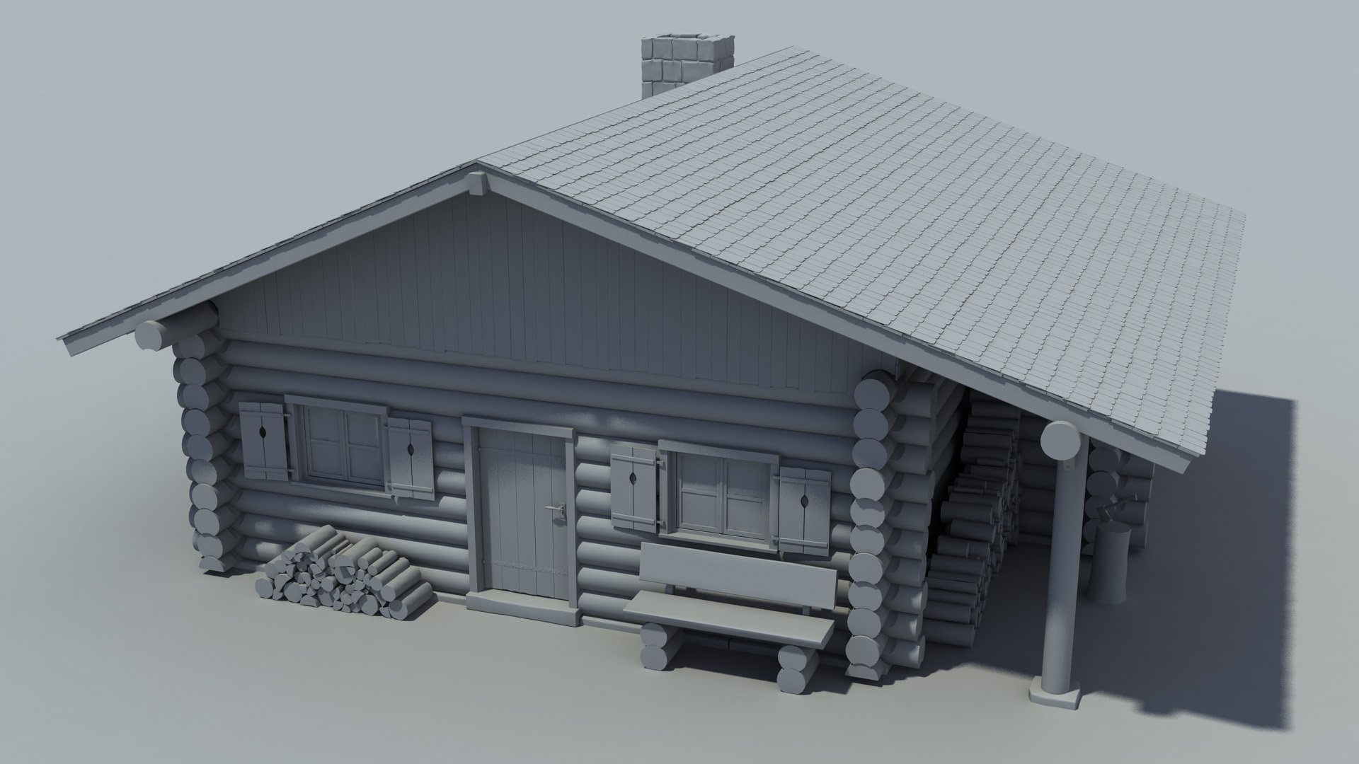 Log Cabin 3D Model in Buildings 3DExport