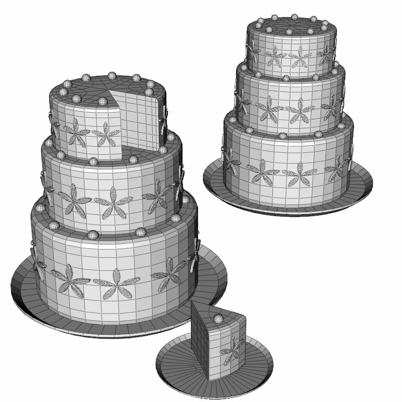 3 layer cake 3D Models in Sweets 3DExport