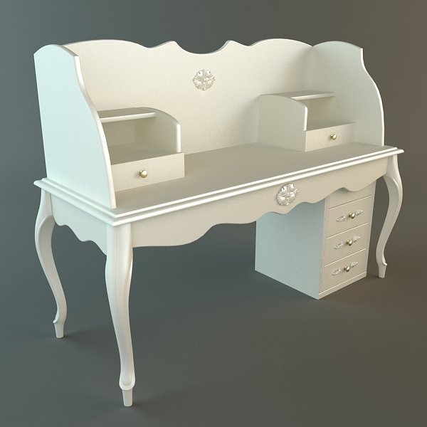 White Ladies Writing Desk 3D Model in Desk 3DExport