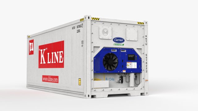 20ft K-LINE shipping Container Reefer CARRIER Modelo 3D in Transporte ...