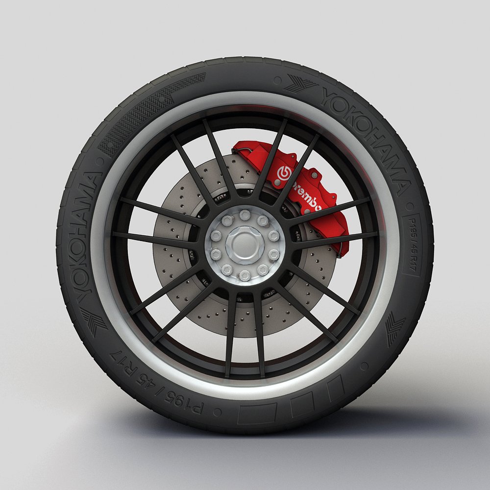 wheel akita racing ak25 rims and tire 3D Models in Parts of auto 3DExport