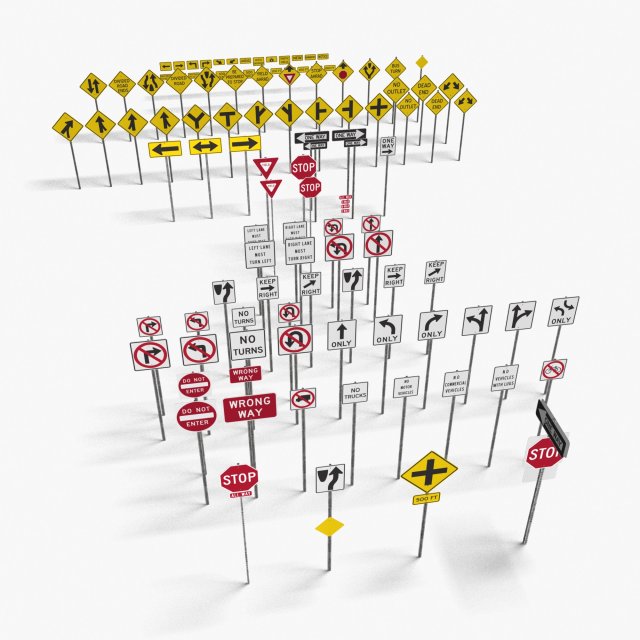 Road Signs Set01 3D Model in Environment 3DExport