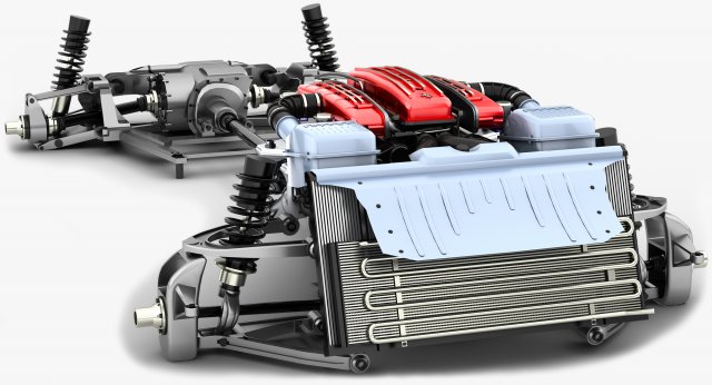 chassis ferrari ff - v12 engine tipo f133e awd system Modèle 3D in ...