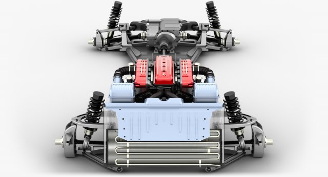 chassis ferrari ff - v12 engine tipo f133e awd system 3D Model in Parts ...