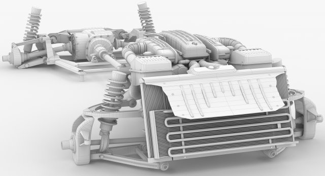 chassis ferrari ff - v12 engine tipo f133e awd system Modèle 3D in ...