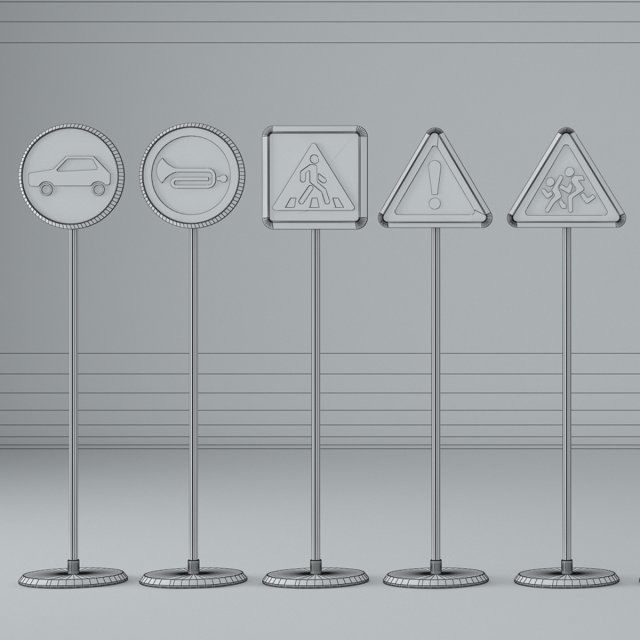 road signs 3D Model in Race Track 3DExport