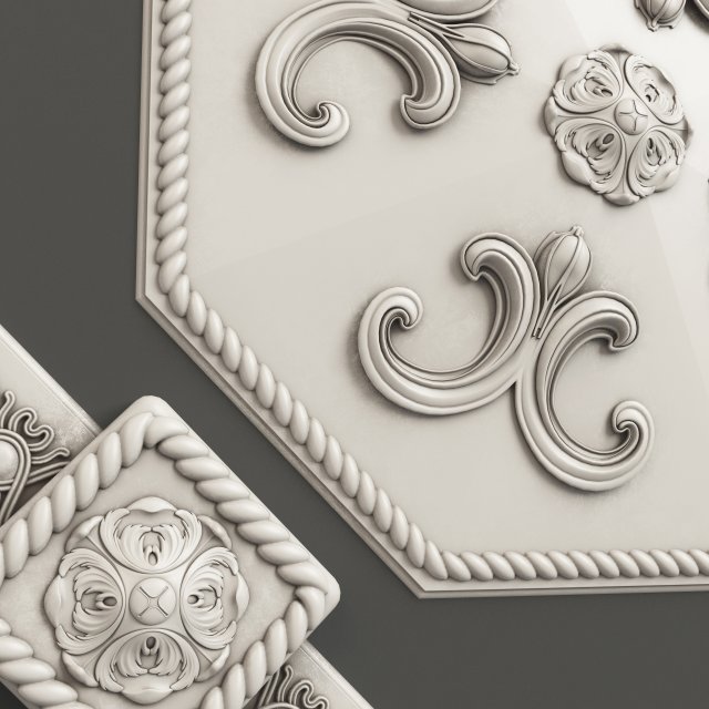 Rosette 1 octagonal ceiling medallion 3D Model in Sculpture 3DExport