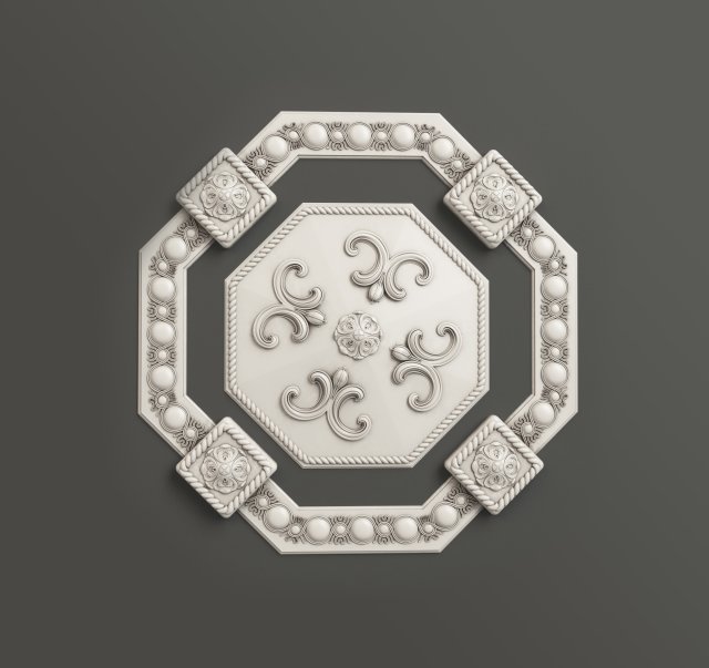Rosette 1 octagonal ceiling medallion 3D Model in Sculpture 3DExport