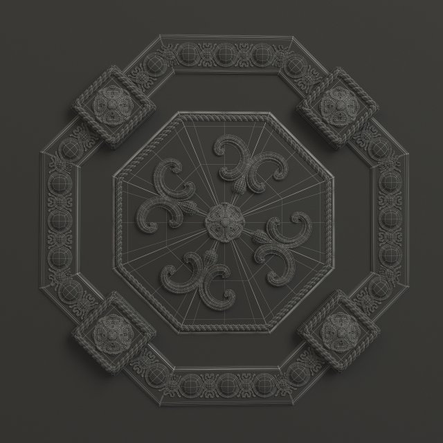 Rosette 1 octagonal ceiling medallion 3D Model in Sculpture 3DExport