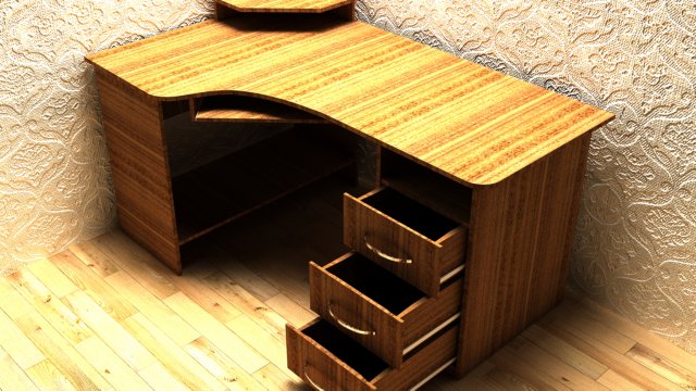 computer table 3D Model in Living Room 3DExport