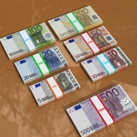 european paper money collection 3D Model in Household Items 3DExport