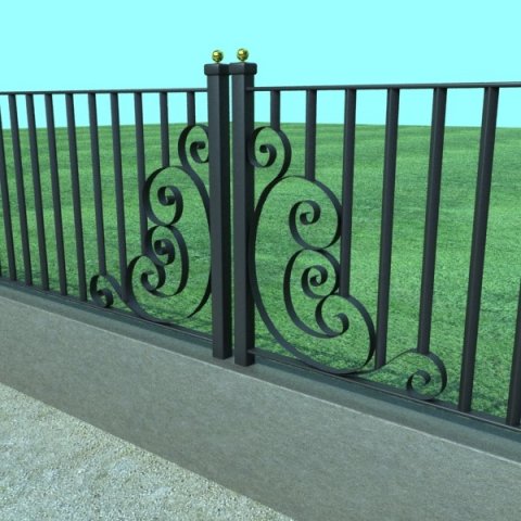 wrought iron fence 01 high res Model 3D in Dekorasi 3DExport
