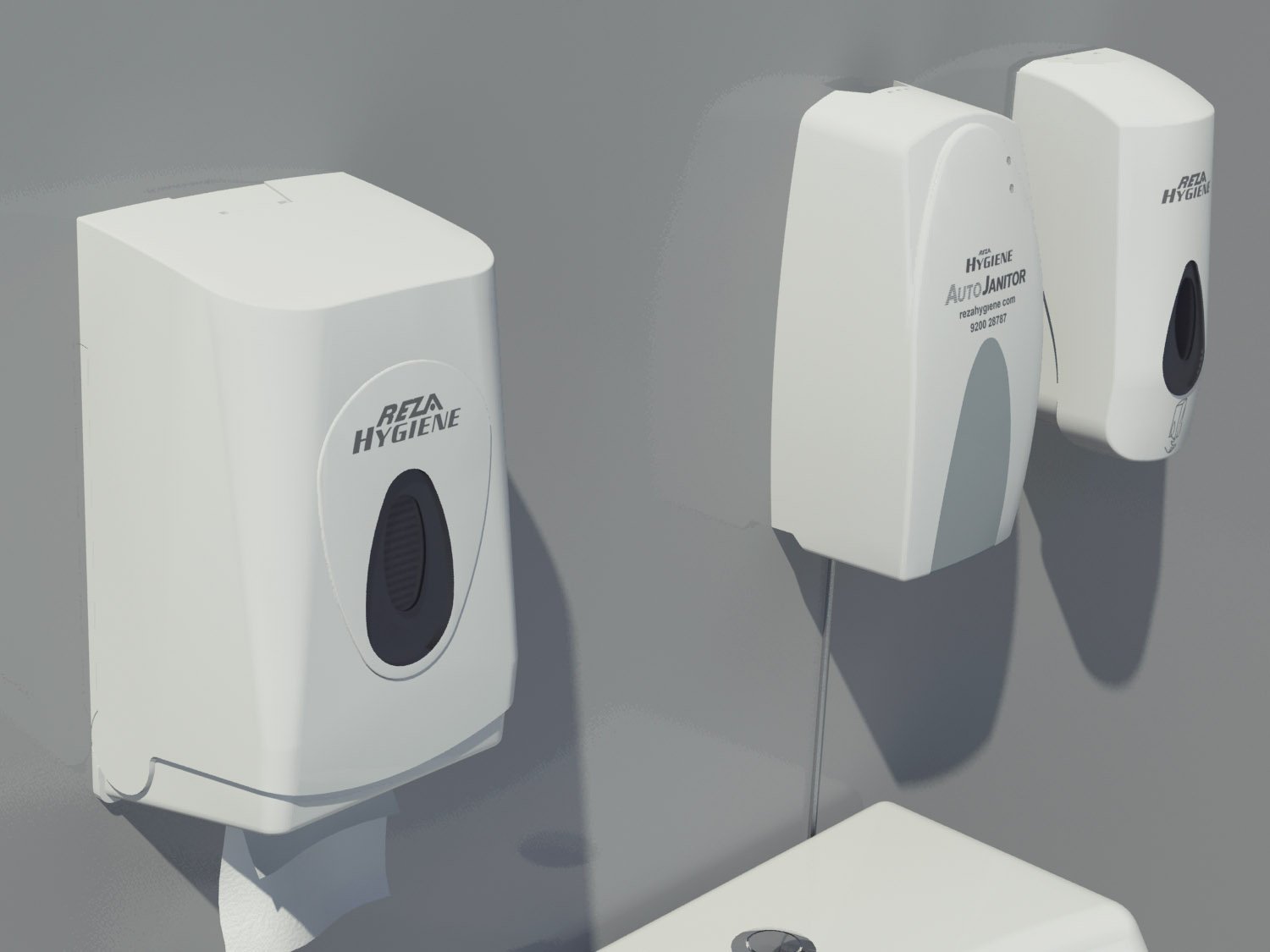 ReZa Hygiene Toilet Sanitation Set 3D Model in Bathroom 3DExport
