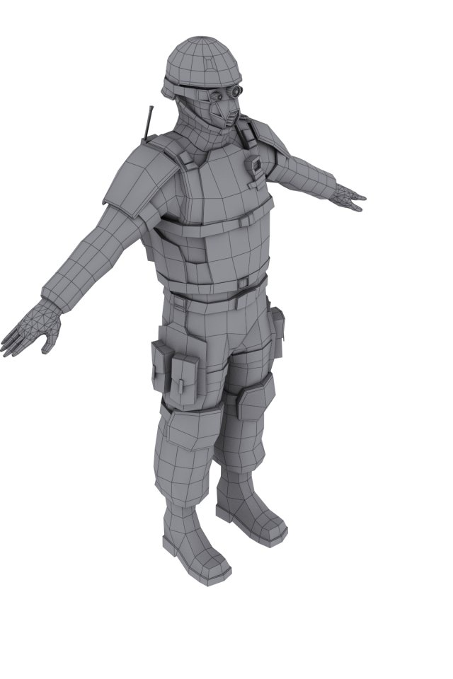 low poly sci fi soldier 3D Model in Alien 3DExport