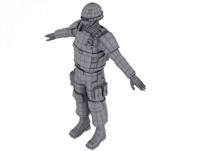 low poly sci fi soldier 3D Model in Alien 3DExport