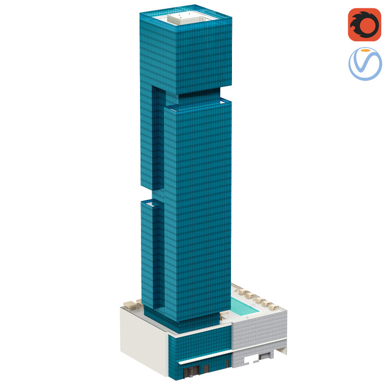 The First Hotel glass skyscraper at Jumeirah Village Circle Modèle 3D ...