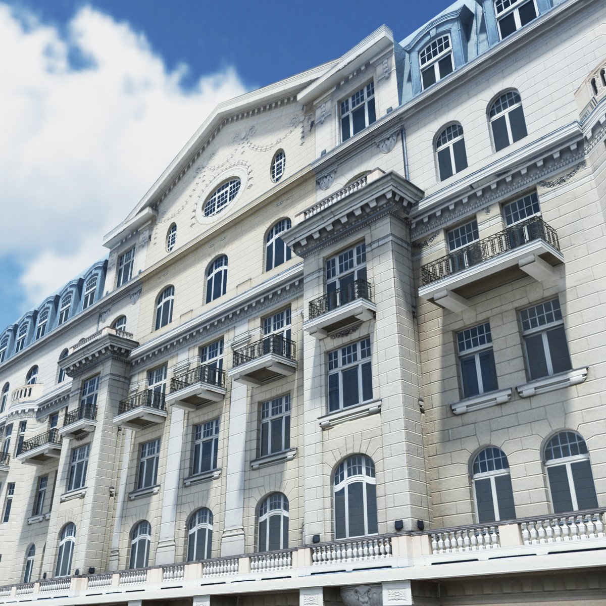 neoclassical hotel low poly 3D Model in Buildings 3DExport