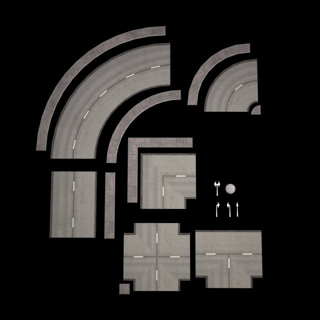 road modules pbr pack 3D Model in Decoration 3DExport