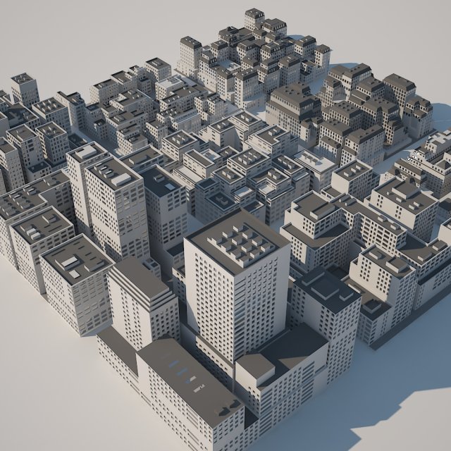 city buildings set 3D Model in Cityscapes 3DExport