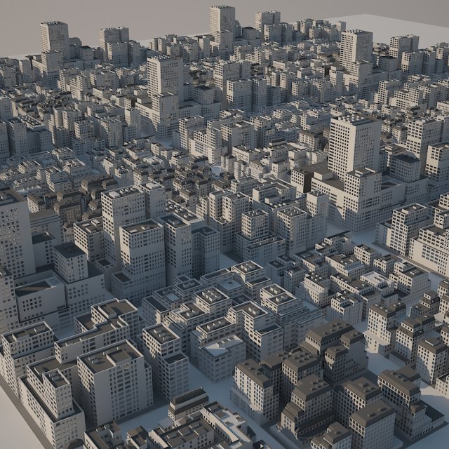 city buildings set 3D Model in Cityscapes 3DExport