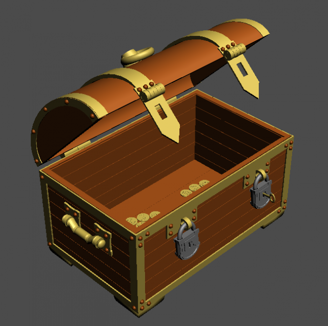 chest with coins 3D Model in Bedroom 3DExport