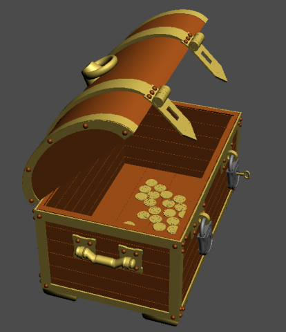 chest with coins 3D Model in Bedroom 3DExport
