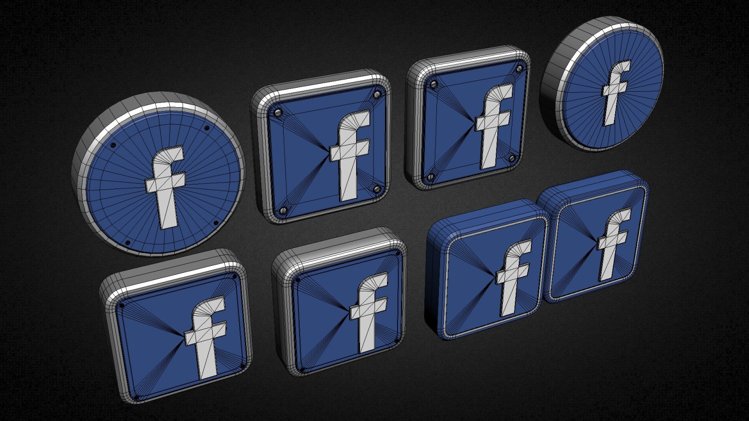 Facebook Logo Collection 3D Model in Other 3DExport