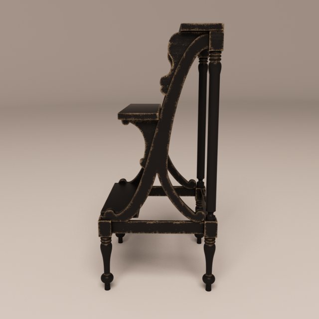 library old wood ladder 3D Model in Stool 3DExport
