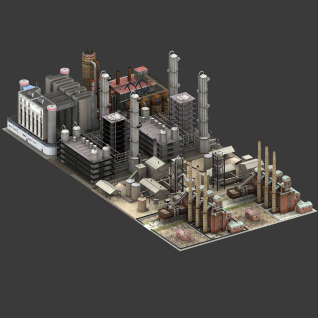 detailed factory 3D Model in Buildings 3DExport