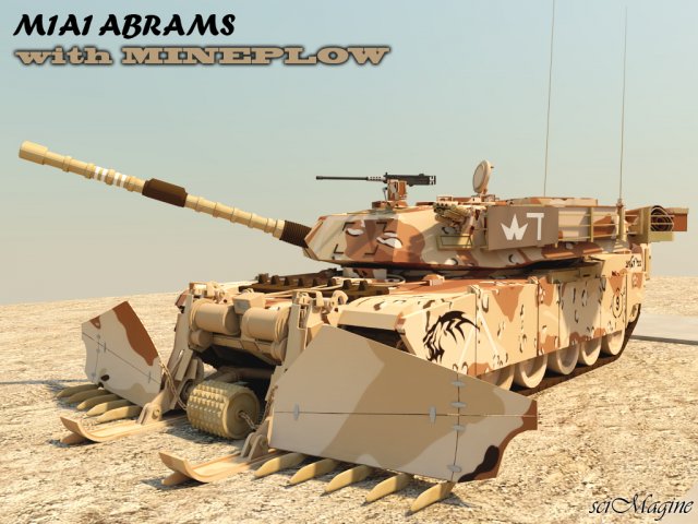 m1a1abrams with mine plow 3D Model in Tank 3DExport