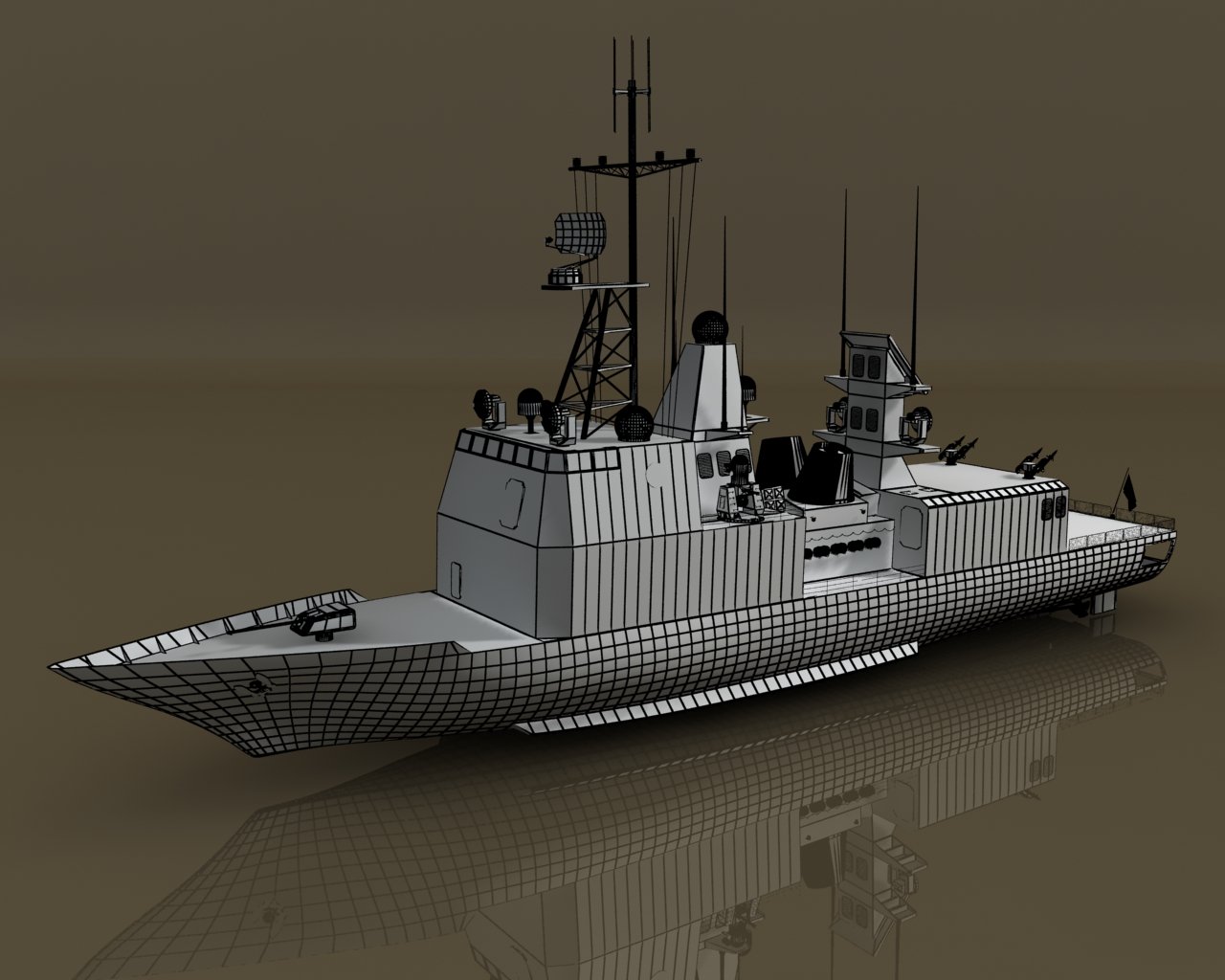 Frigate 3D Model in Cruiser 3DExport