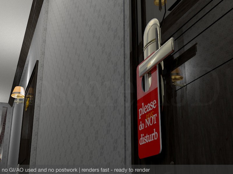 Fancy Hotel Corridor Ready to Render 3D Model in Hall 3DExport