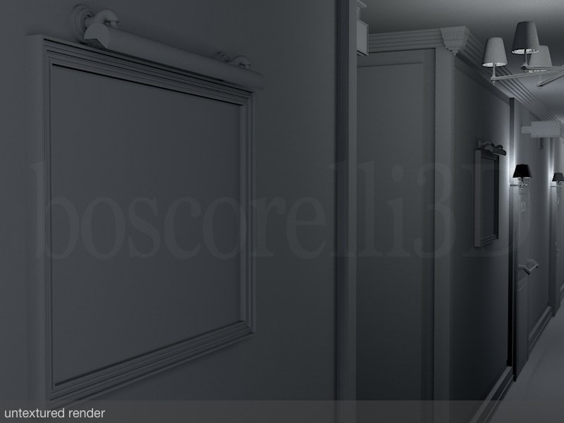 Fancy Hotel Corridor Ready to Render 3D Model in Hall 3DExport