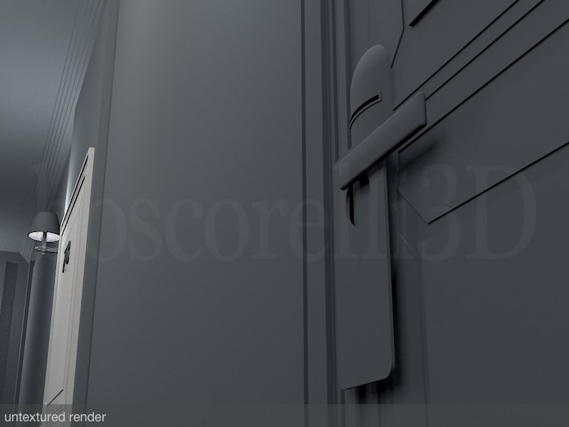 Fancy Hotel Corridor Ready to Render 3D Model in Hall 3DExport